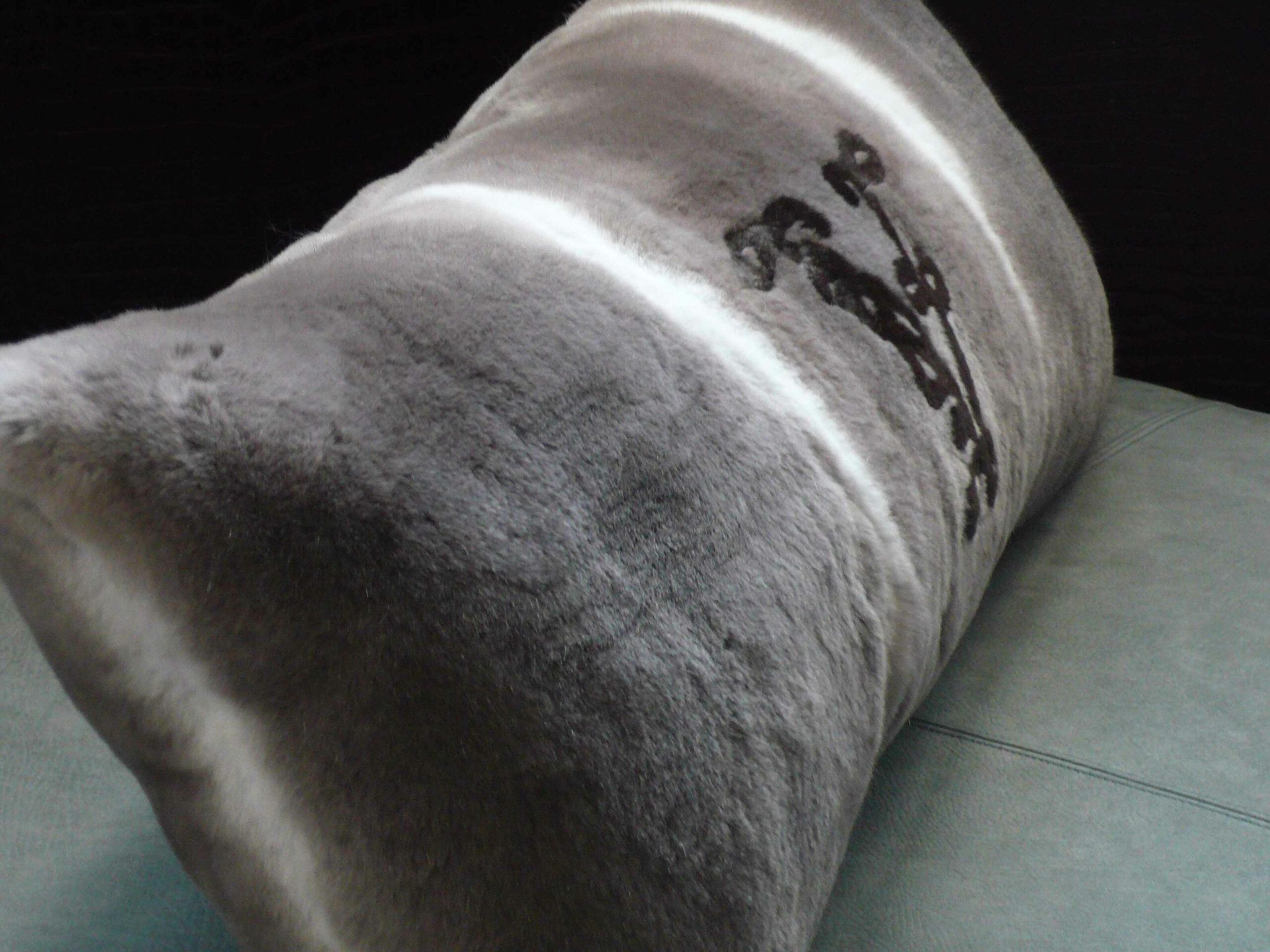 Chinchilla Rex Fur Cushion with personalised monogram - Dentro Home